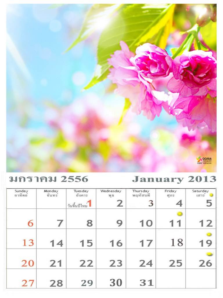 ปฏิทินดอกไม้สวย ๆ ปี 2556