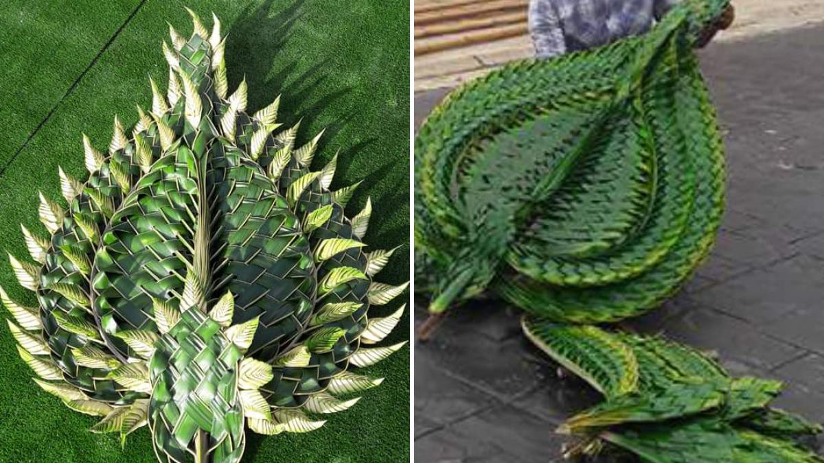 Thai handiwork - coconut leaves folding.