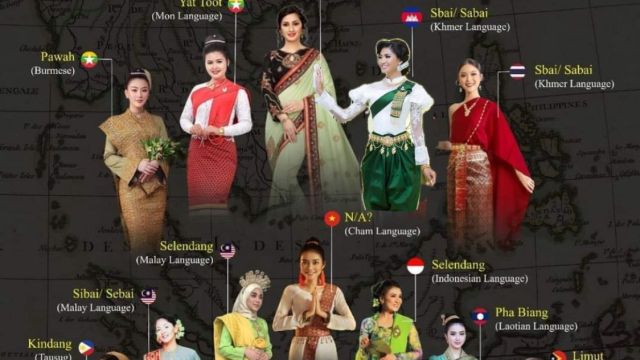 ASEAN national costume. ASEAN wedding dress.Sbai.Khmer